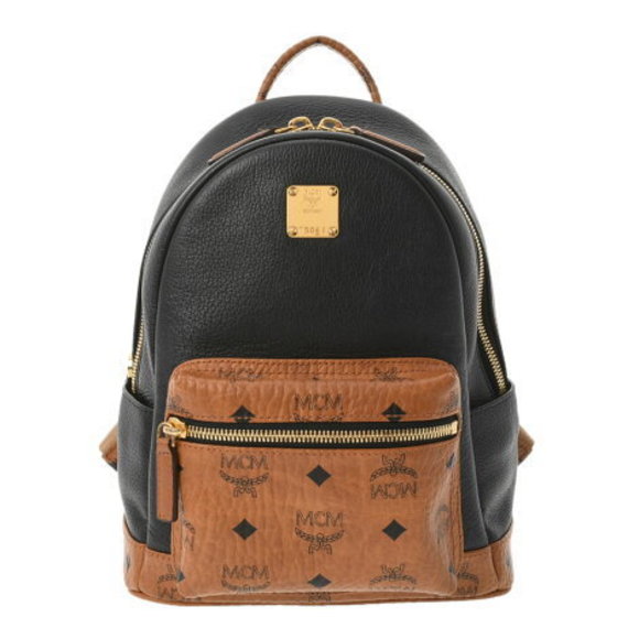 MCM | Bags | Mcm Backpack Mini Studded Cognac Black Leather Backpack ...